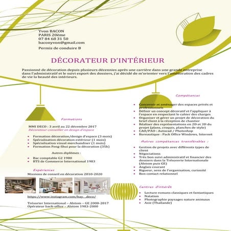 Cv yvon bacon décorateur d'intérieur | PDF