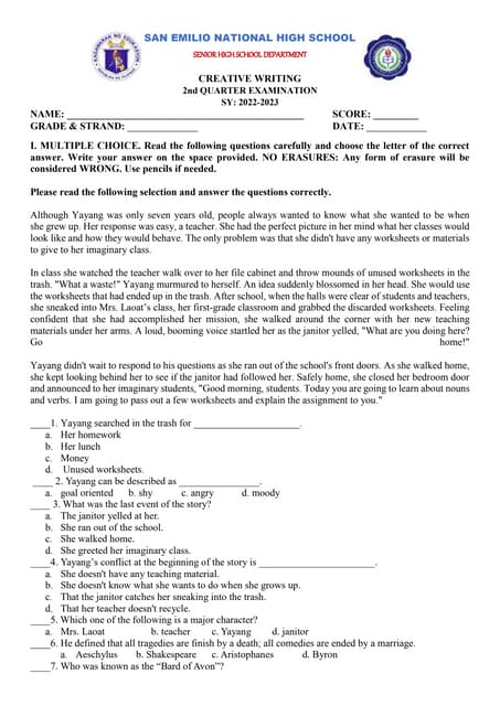 2nd Quarterly Exam in Creative Writing.docx