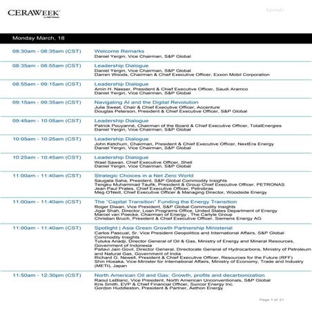 CeraWeek 2024 - Executive conference agenda | PDF