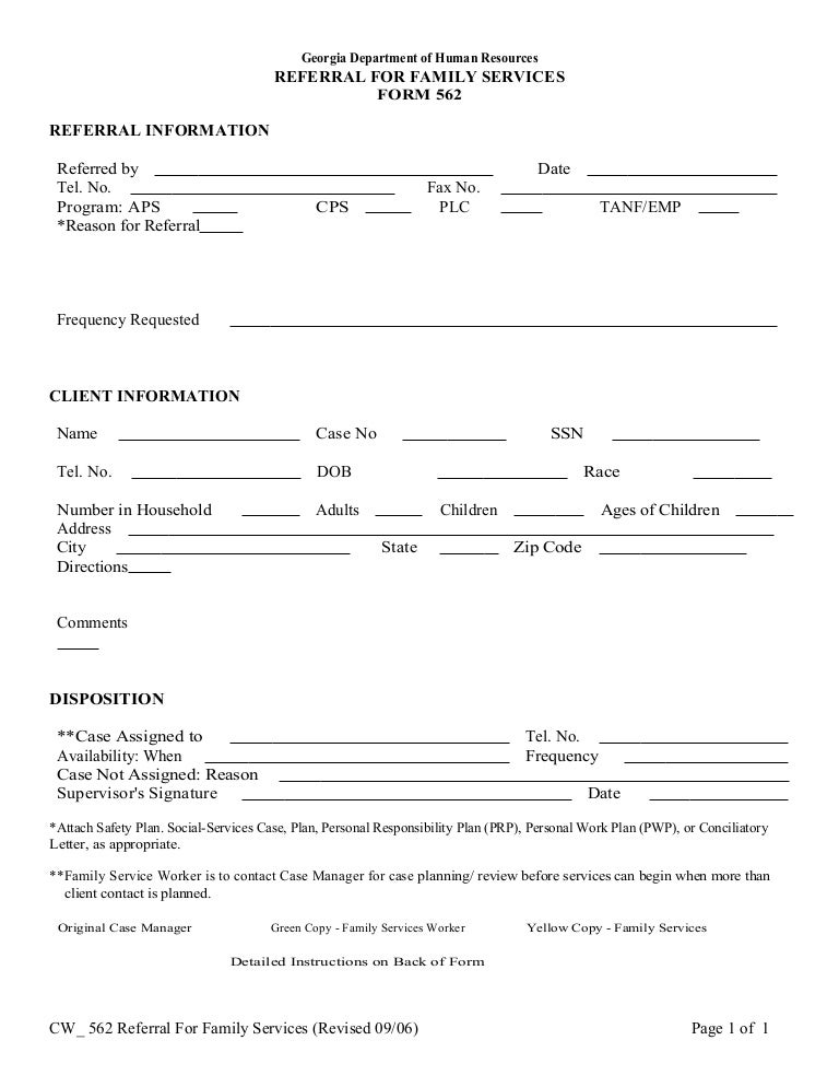 Cw 562 referral for family services