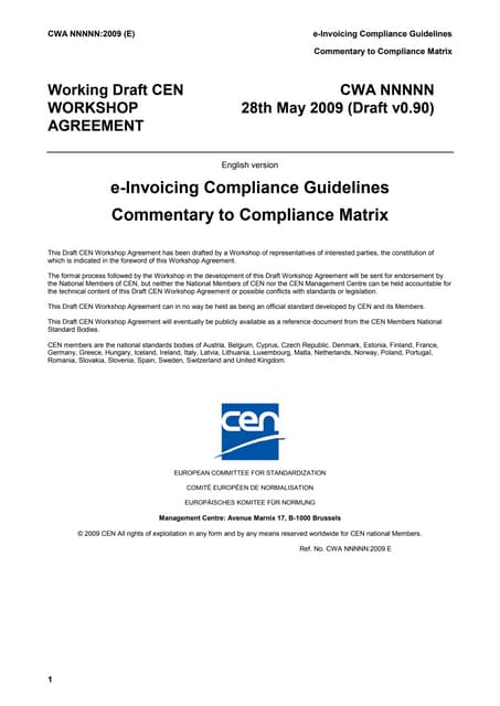 CWA 16047, E-Invoicing Compliance Guidelines - Commentary to the ...