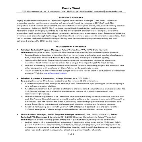 C Ward Resume - Principal TPM, TDM | PDF