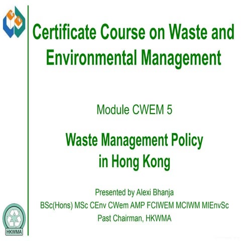Certificate Course on Waste and Environmental Management Module 5 ...