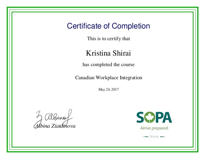 Cwi . certificate of completion