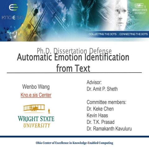 Automatic Emotion Identification from Text | PPTX