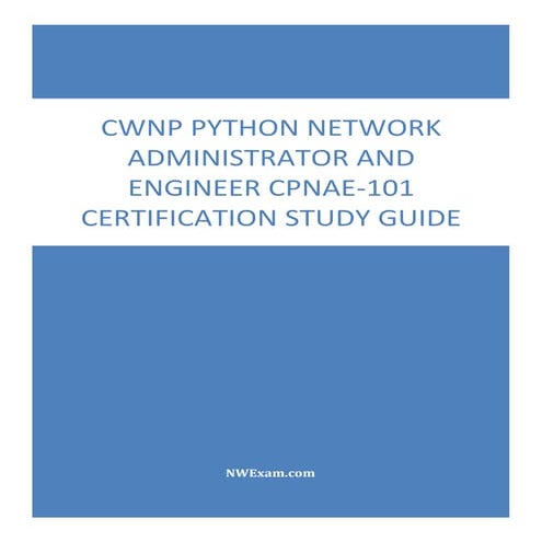 CWNP Python Network Administrator and Engineer CPNAE-101 Certification Study Guide | PDF