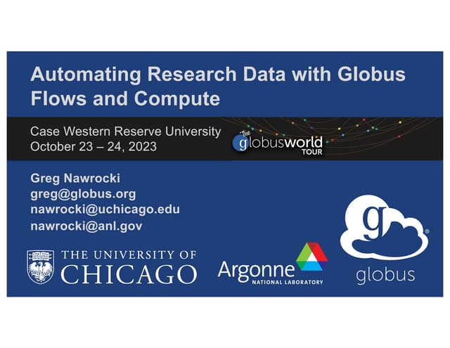Automating Research Data with Globus Flows and Compute | PDF Automating Research Data with Globus Flows and Compute | PDF