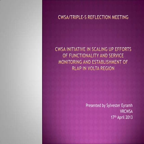 CWSA scale up on functionality and service monitoring | PPTX