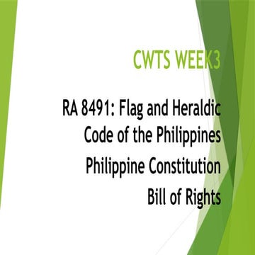CWTS WEEK3.pptx RA 8491: Flag and Heraldic Code of the Philippines ...