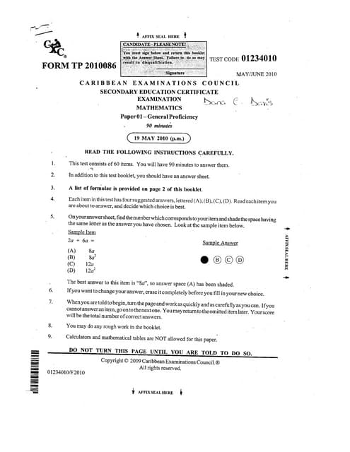 POB PAST PAPER | PDF