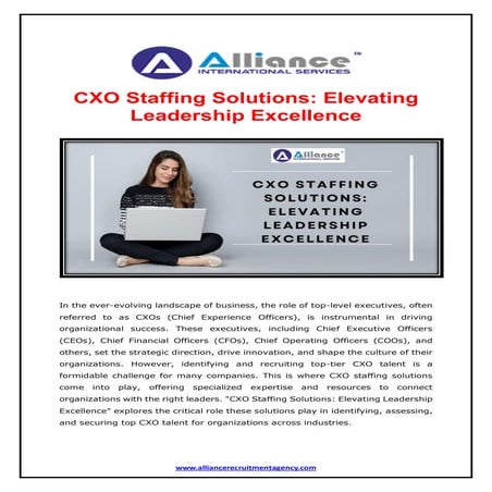 CXO Staffing Solutions - Elevating Leadership Excellence | PDF