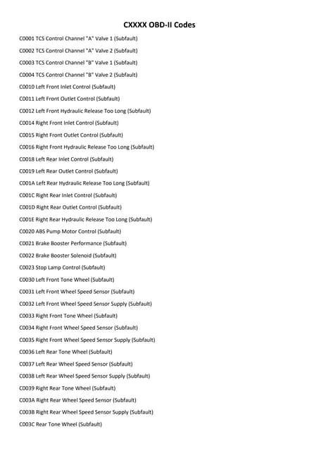 OBD2 Powertrain Code List (P0100- P0199) | PDF