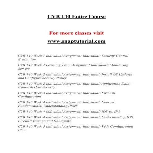 Cyb 140 Enhance teaching / snaptutorial.com