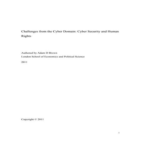 Challenges from the Cyber Domain: Cyber Security and Human Rights | PDF