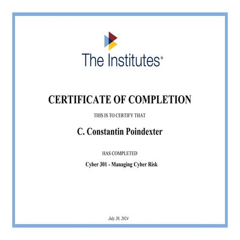 Cyber 301 - Managing Cyber Risk and Insurance | PPT