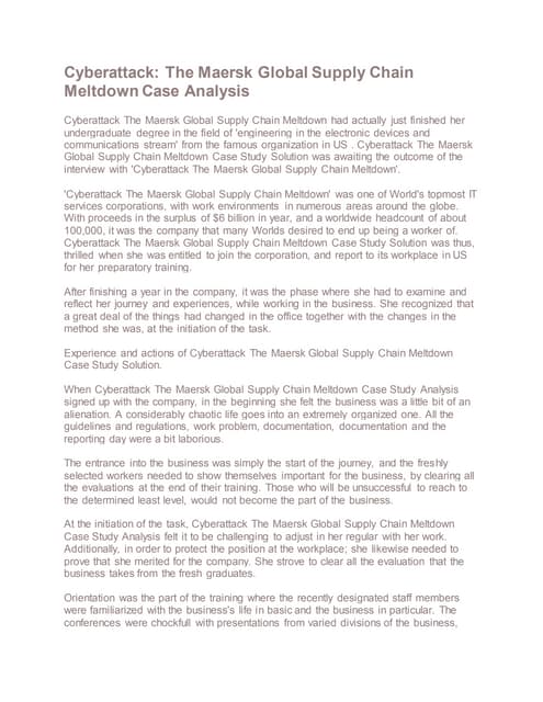 Maersk Notpetya Crisis Response Case Study | PDF