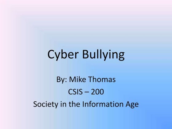 Power Point Cyber-bullying | PPT