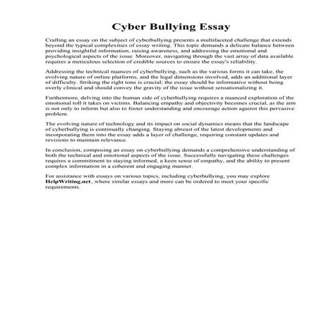 Cyber Bullying Essay. Cyberbullying tips The Anti-Bully Blog | PDF