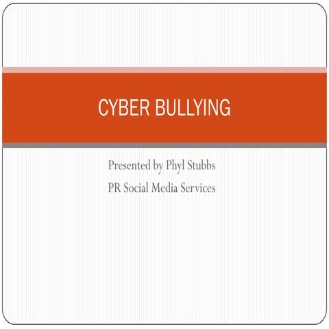 Cyber Bullying Presentation for Schools | PPTX