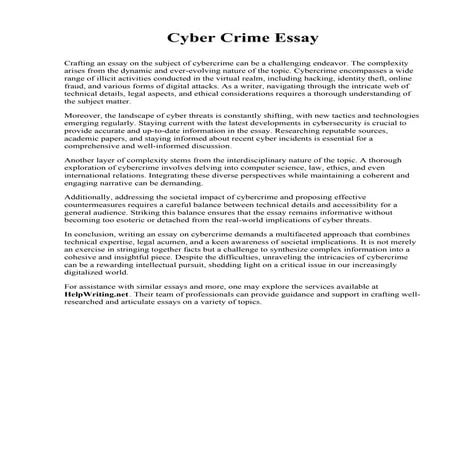 Cyber Crime Essay.pdf | Crime & Harmful Acts to Individuals, Society ...