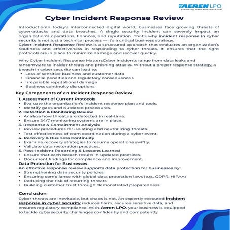 Cyber Incident Response View - Aeren LPO. | PDF