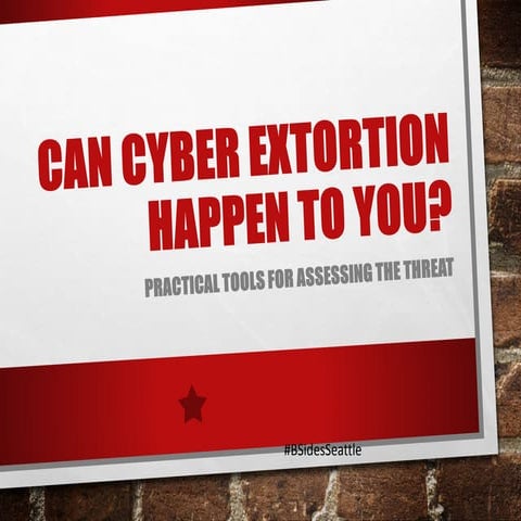 Can cyber extortion happen to you? Practical tools for assessing the ...