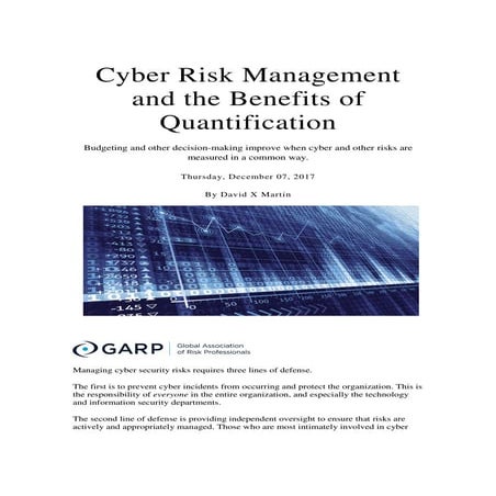 Cyber risk management and the benefits of quantification | PDF
