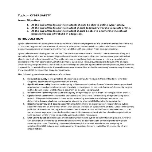 Cyber Wellness Lesson Plan Presentation | PPTX