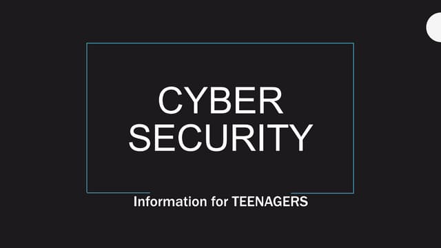 Cybersecurity for children | PPTX