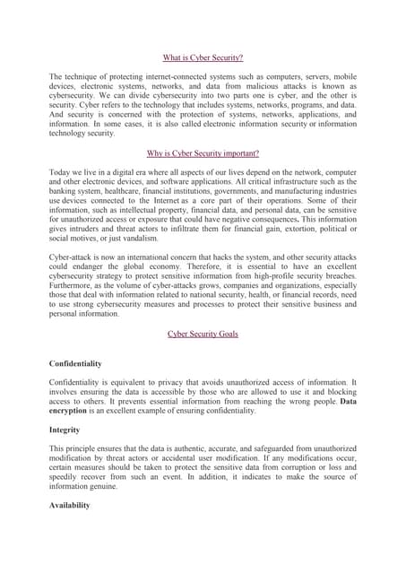 Cyber security threats and its solutions | PPT