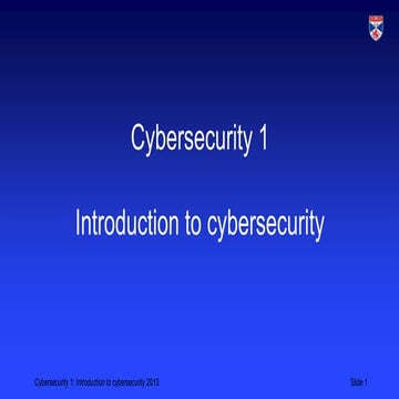 Cybersecurity 1 intro to cybersecurity | PPT