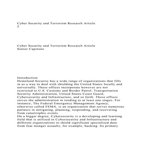 Cyber Security and Terrorism Research Article2Cybe.docx