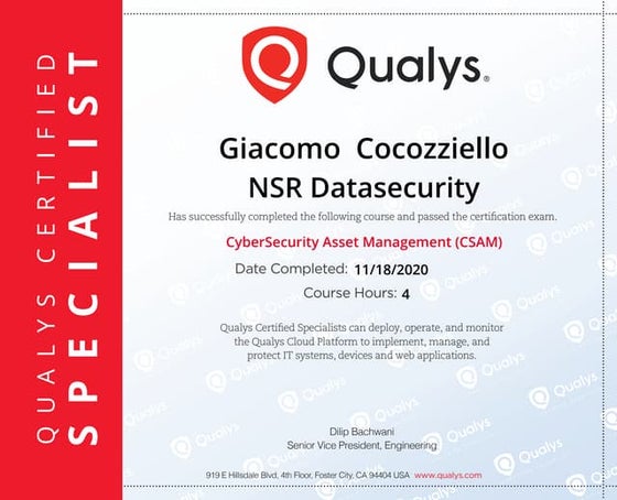 Certificate Qualys Cybersecurity Asset Management Pdf