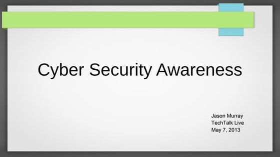 Cyber security awareness for students | PPT