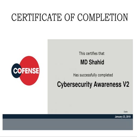Cybersecurity Awareness Certificate | PDF