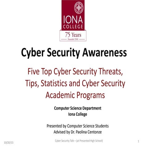 Cyber security threats and its solutions | PPTX