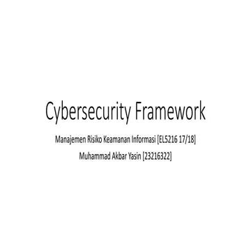 Cybersecurity Framework Introduction Pptx