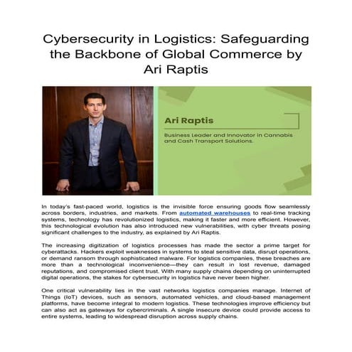 Cybersecurity in Logistics_ Safeguarding the Backbone of Global Commerce by Ari Raptis.pdf