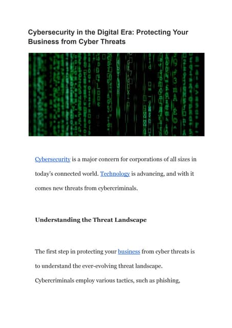 Cybersecurity Awareness 2024 Staying Safe in an Ever-Evolving Digital Landscape | PDF