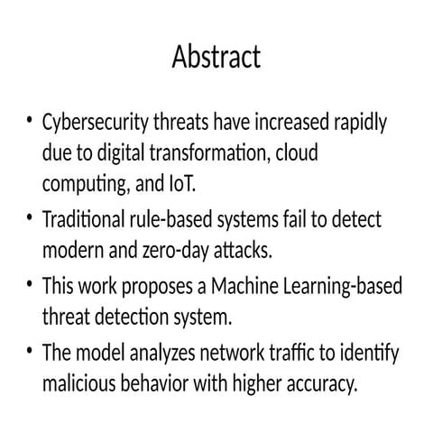Cybersecurity Threat Detection Using Machine Learning | PPTX