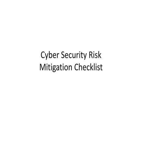 Cyber Security Risk Mitigation Checklist Ppt