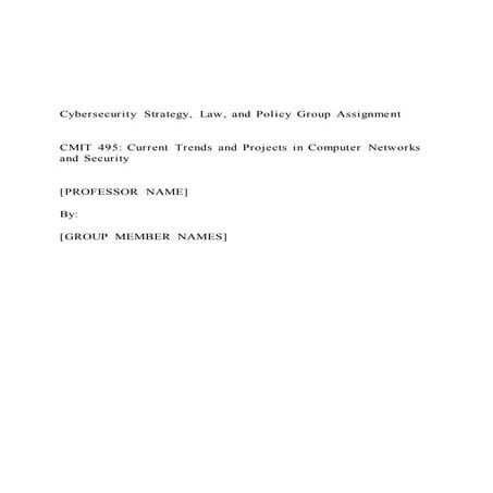 Cybersecurity Strategy, Law, and Policy Group Assignment | DOCX