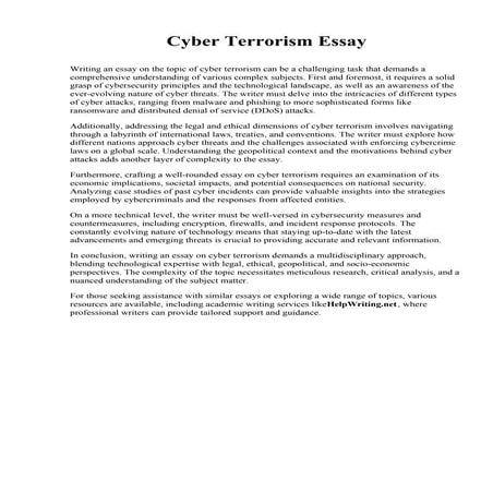 Cyber Terrorism Essay.pdf | Information and Network Security | Computing