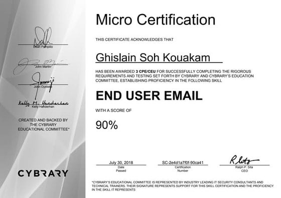 CYBRARY MICRO CERTIFICATION IN END USER FUNDAMENTALS | PDF