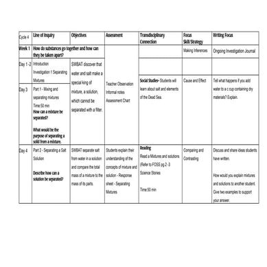 Week 2 pyp weekly plan | DOCX
