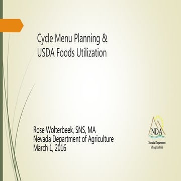 Cycle Menu Planning & USDA Foods Utilization | PPTX