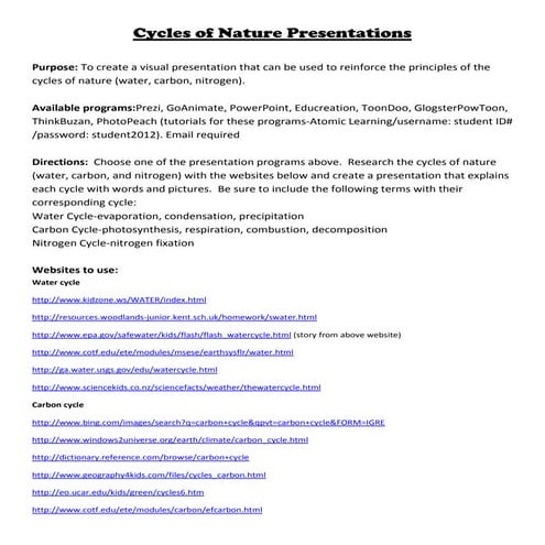 Cycles of nature project | DOCX