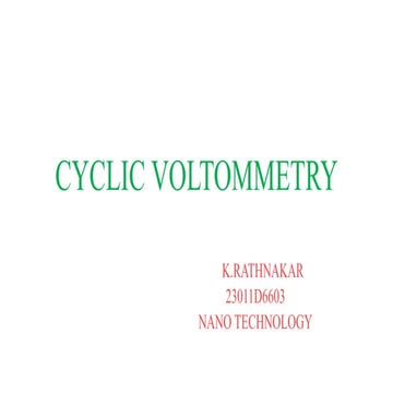 Cyclic Voltammetry: Principle, Instrumentation & Applications | PPTX