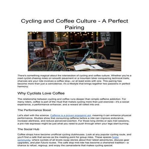 Cycling and Coffee Culture - A Perfect Pairing | PDF
