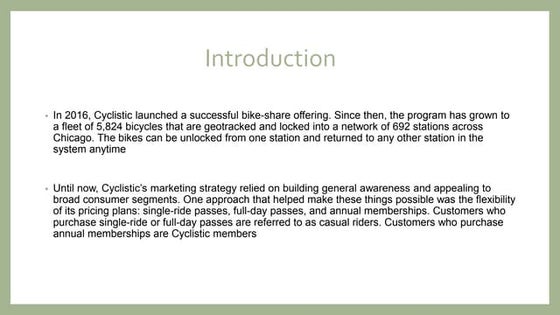 Cyclistic Memberships Data Analysis Project | PPTX